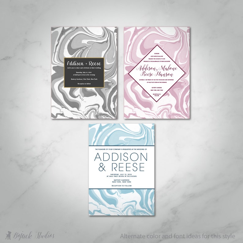 Addison Marble Wedding Invitations Custom Wedding - Etsy