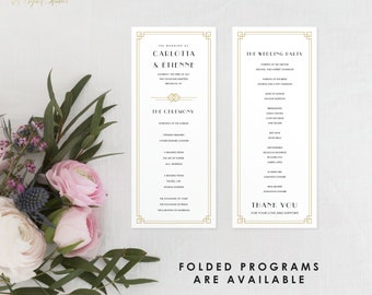 Art Deco Wedding Program, Wedding Ceremony Program, Printable Wedding ...