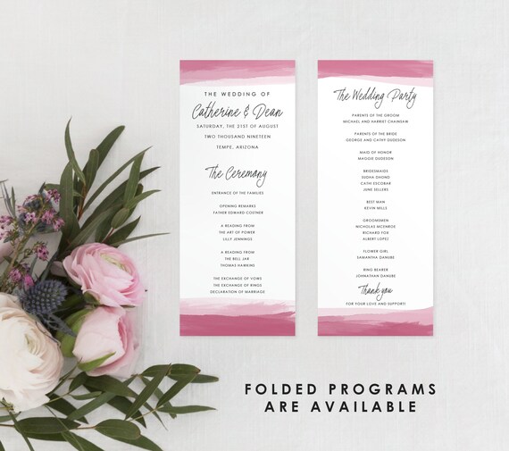 Watercolor Wedding Ceremony Programs Custom Printed Wedding | Etsy