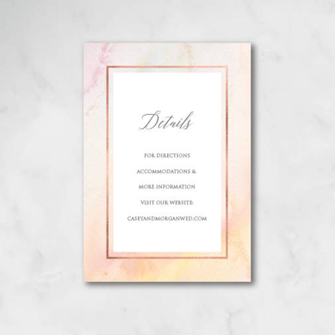 CASEY, Small Wedding Invitation Info Card, Wedding Website Card ...