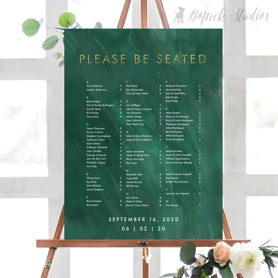 Watercolor Seating Chart Poster Printable Seating Chart | Etsy