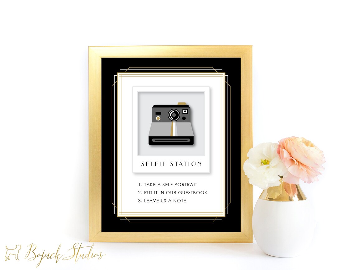 Selfie Photo Sign Art Deco Selfie Sign 8x10 Selfie Wedding | Etsy