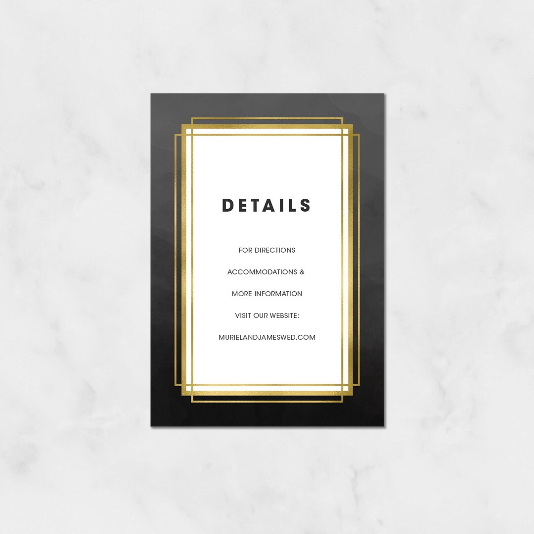 Modern Gold Geometric Wedding Insert, Info Card, Digital or Printed ...