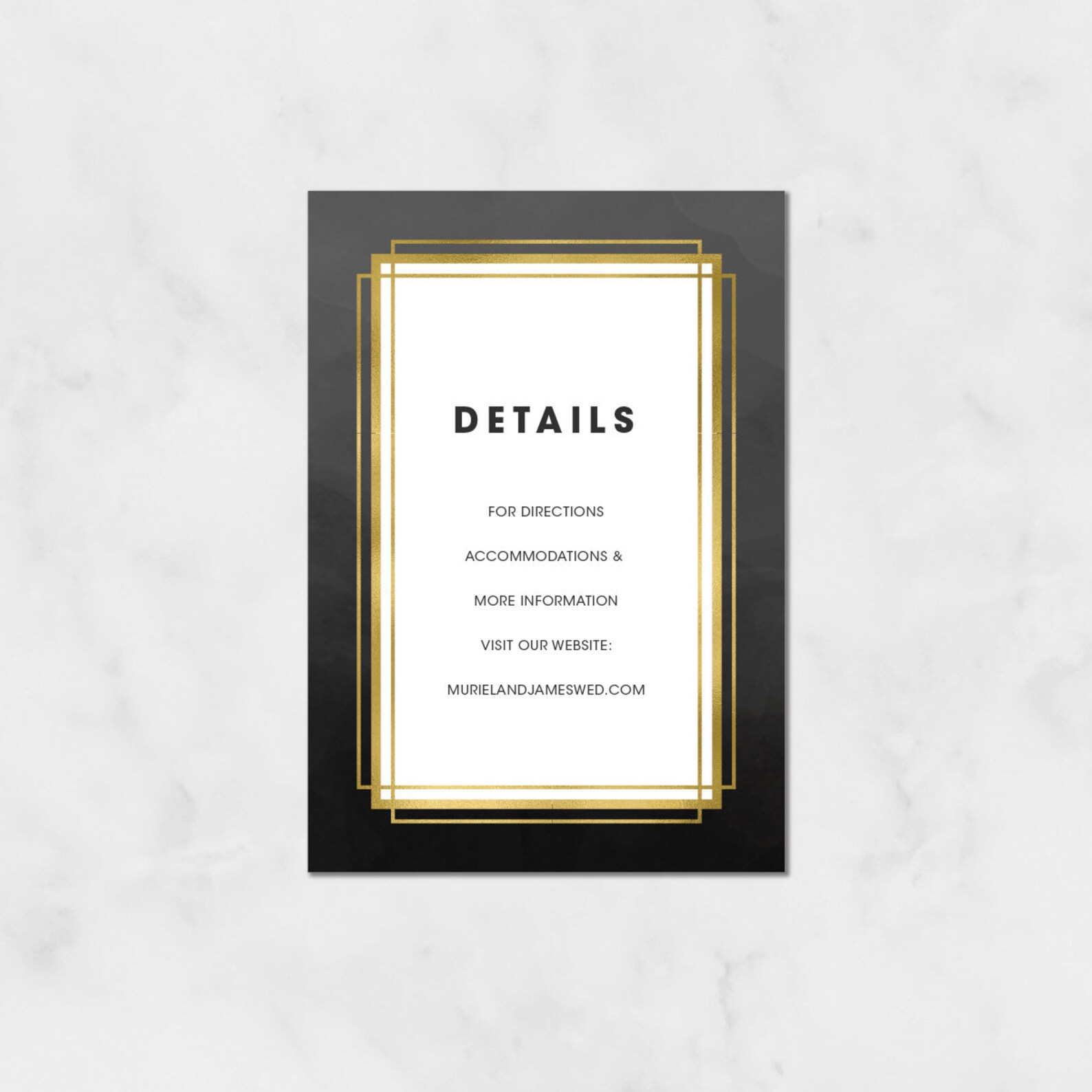 Modern Gold Geometric Wedding Insert Info Card Digital or - Etsy