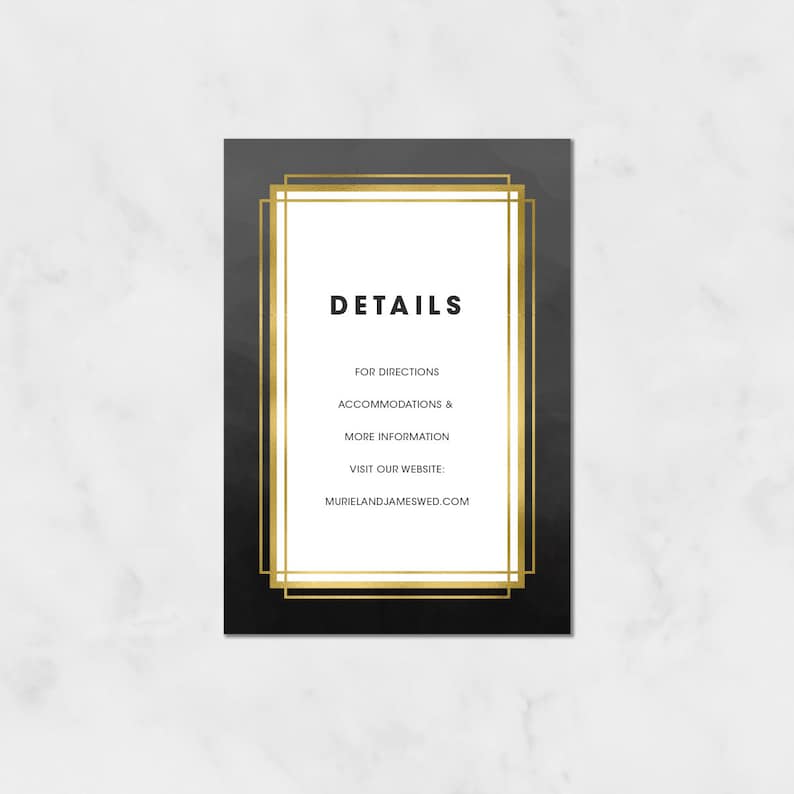 Modern Gold Geometric Wedding Insert Info Card Digital or - Etsy