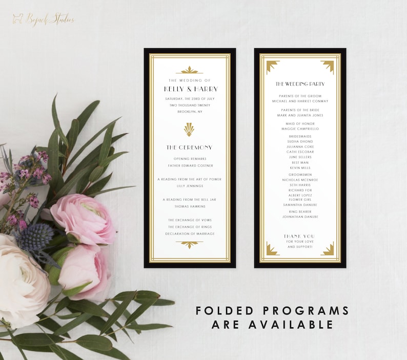 Ceremony Program, Printable Wedding Program, Custom Wedding Program ...