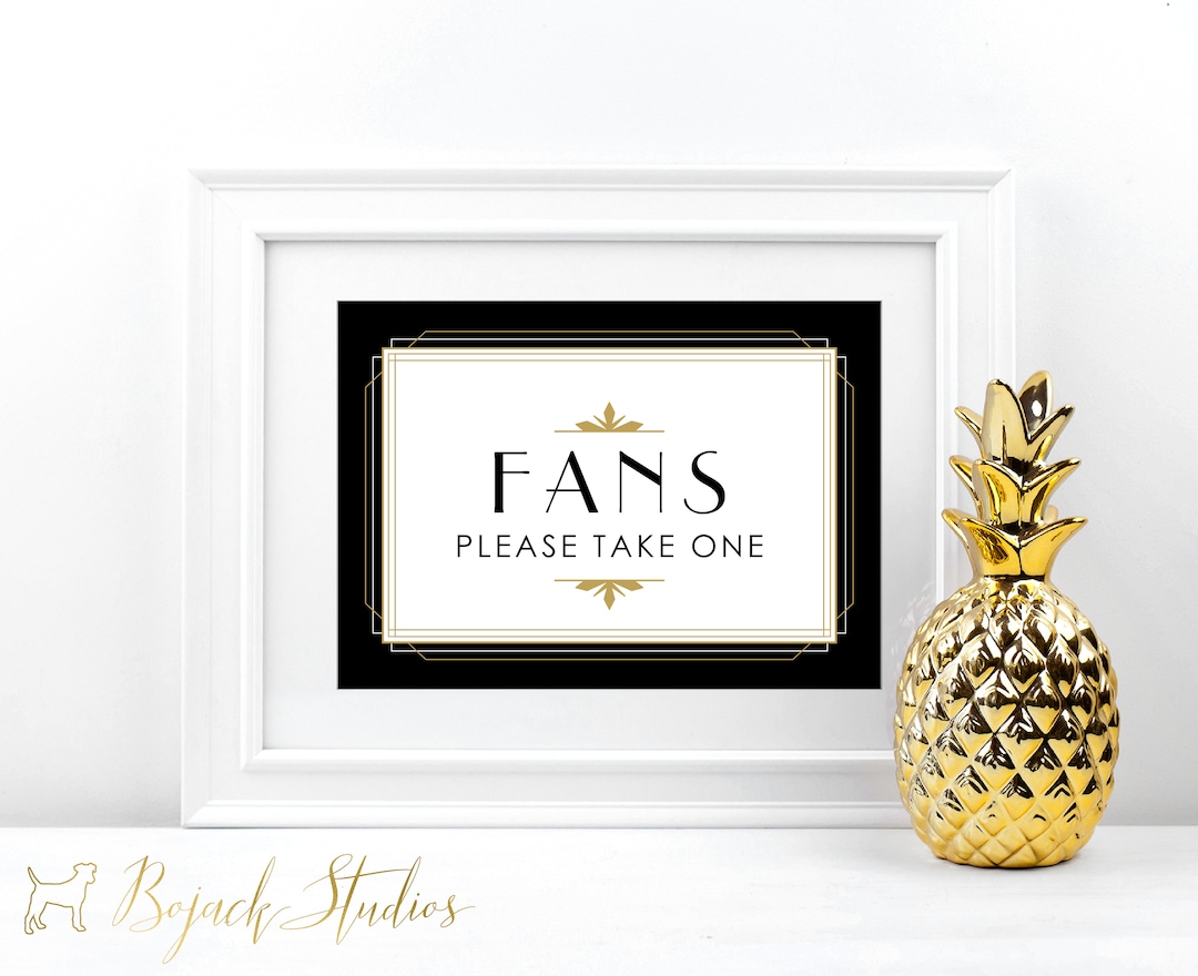 Fan Art Deco Sign, 5x7" Printable Wedding Sign, Fan Sign, PDF Sign, Art ...