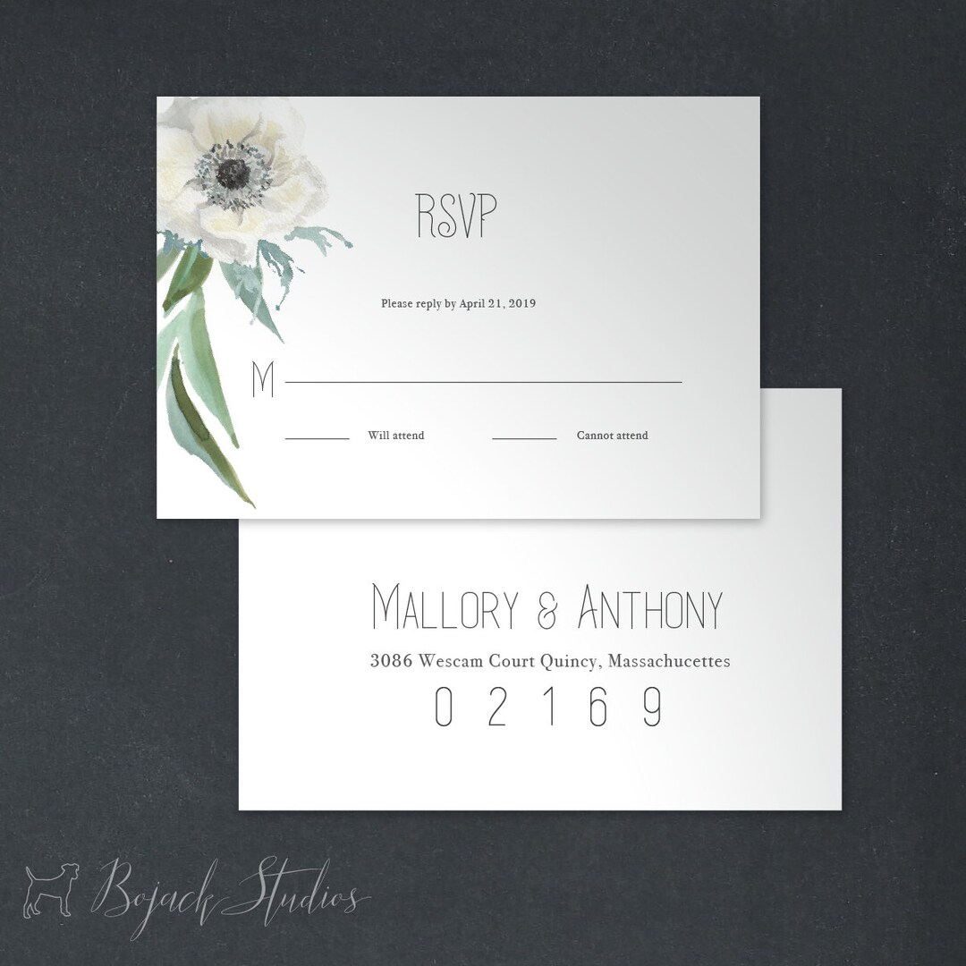Modern Floral Geometric Reply Card, Digital or Printed RSVP Card ...
