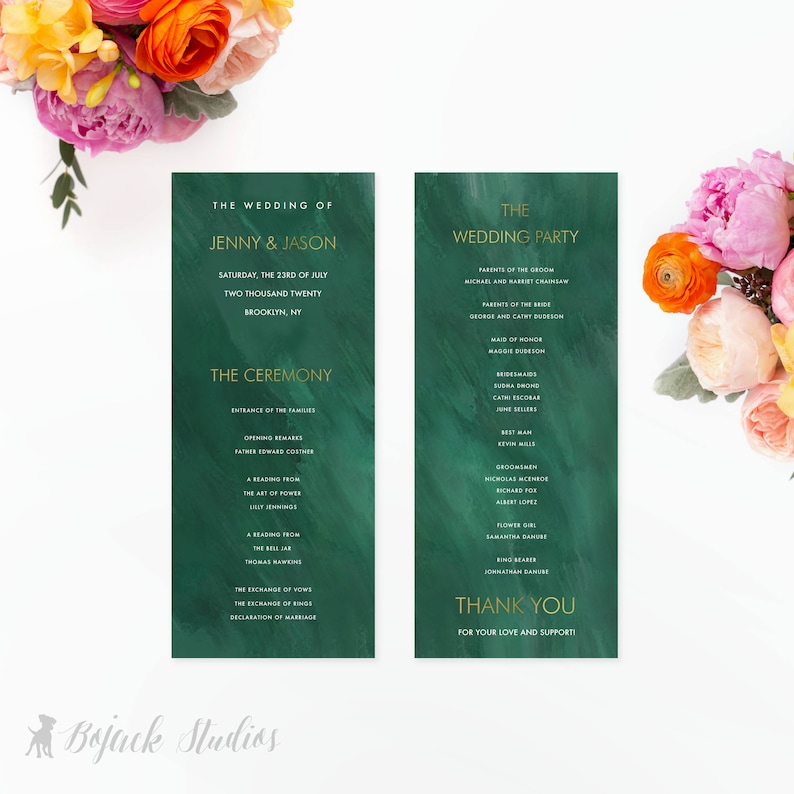 Watercolor Wedding Ceremony Programs Custom Printed Wedding | Etsy