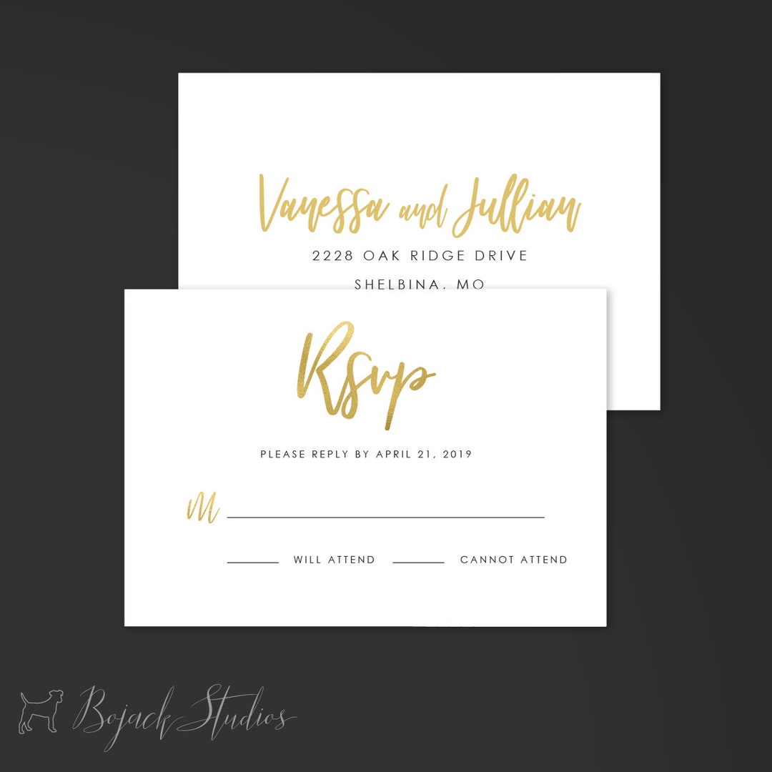 Modern Script Wedding Invitation, Reply Card, RSVP Card, Response Card ...