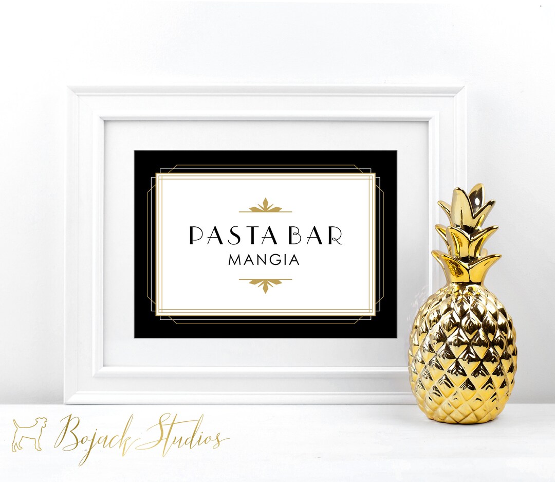 Pasta Bar Art Deco Sign, 5x7" Printable Wedding Sign, Pasta Bar Sign ...
