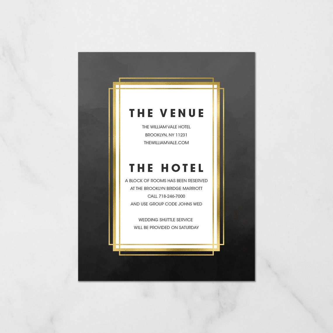 Modern Gold Geometric Wedding Insert Info Card Digital or | Etsy