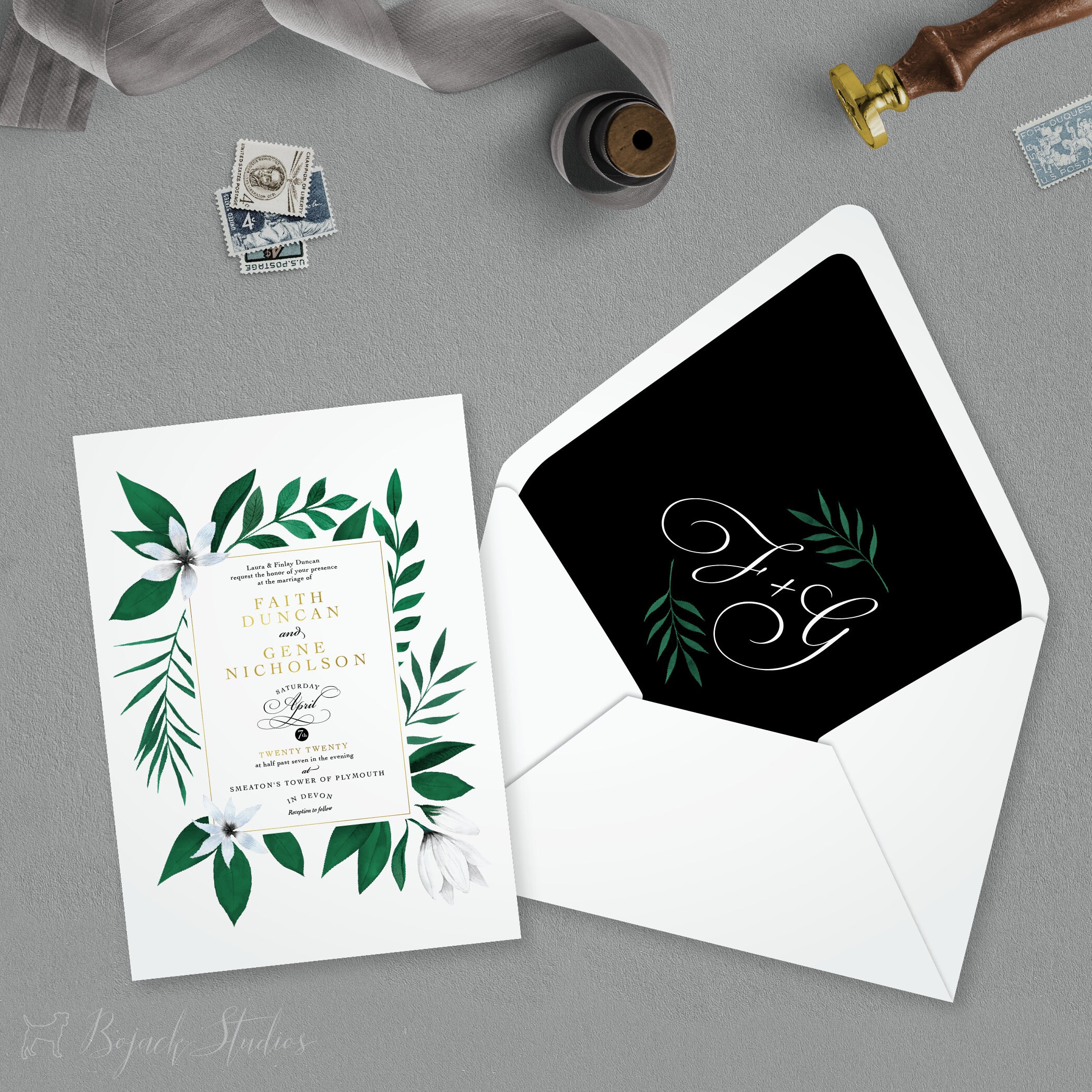 Botanical Wedding Invitations, Custom Modern Invitations, Botanical ...