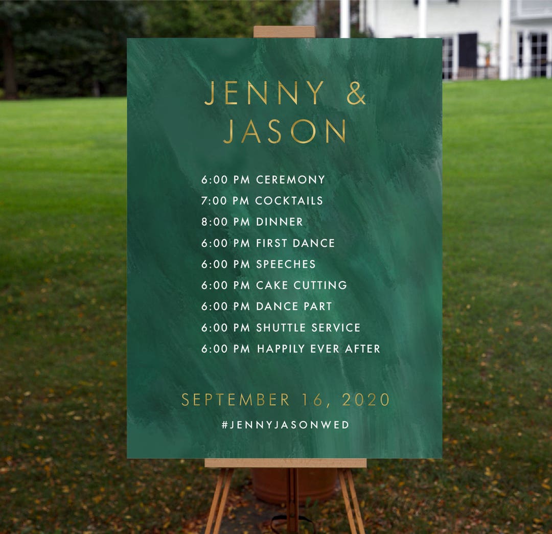 Wedding Schedule Poster| Wedding Order of Events Timeline Poster ...