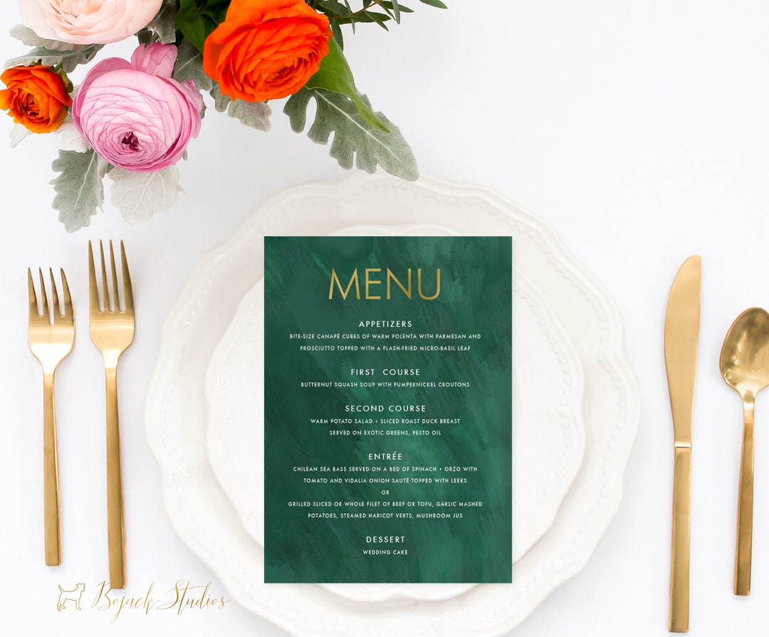 Watercolor Wedding Menus - Custom Printed Wedding Menu, Printable ...