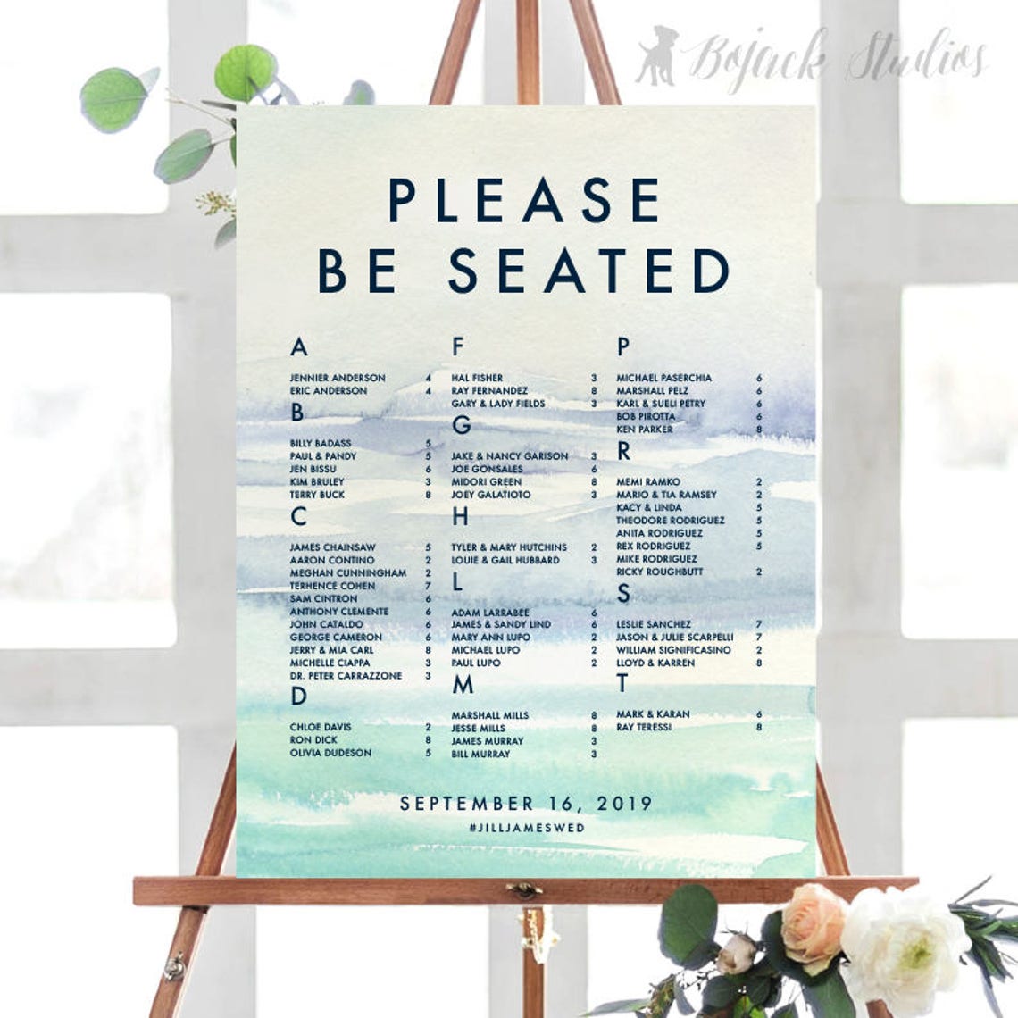 HUE WAVE Watercolor Seating Chart Poster Printable Seating - Etsy