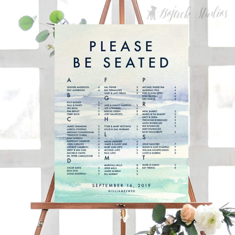HUE WAVE Watercolor Seating Chart Poster Printable Seating - Etsy