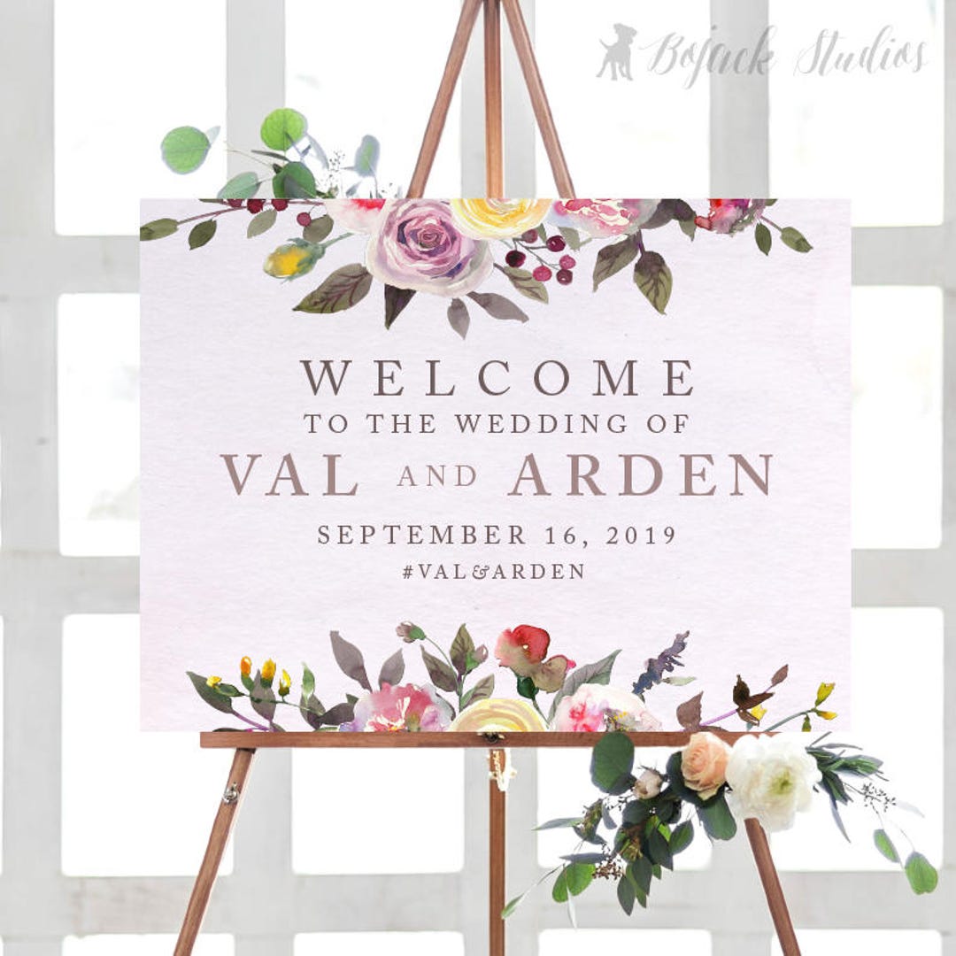 Floral Wedding Welcome Poster, Wedding Welcome Sign, Printable Wedding ...