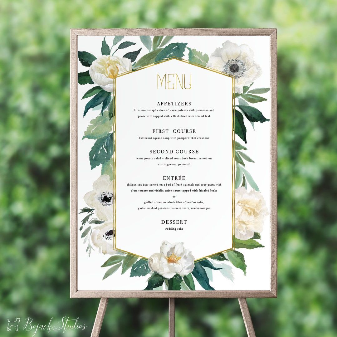 Botanical Wedding Buffet Menu Poster, Printable Menu Poster, Custom ...