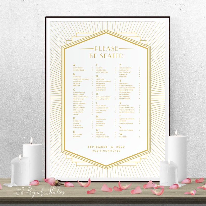Art Deco Wedding Seating Chart Poster Wedding Seating Chart - Etsy