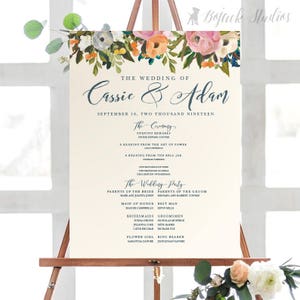 Cassie, Wedding Program Poster, Wedding Ceremony Poster| Printable ...