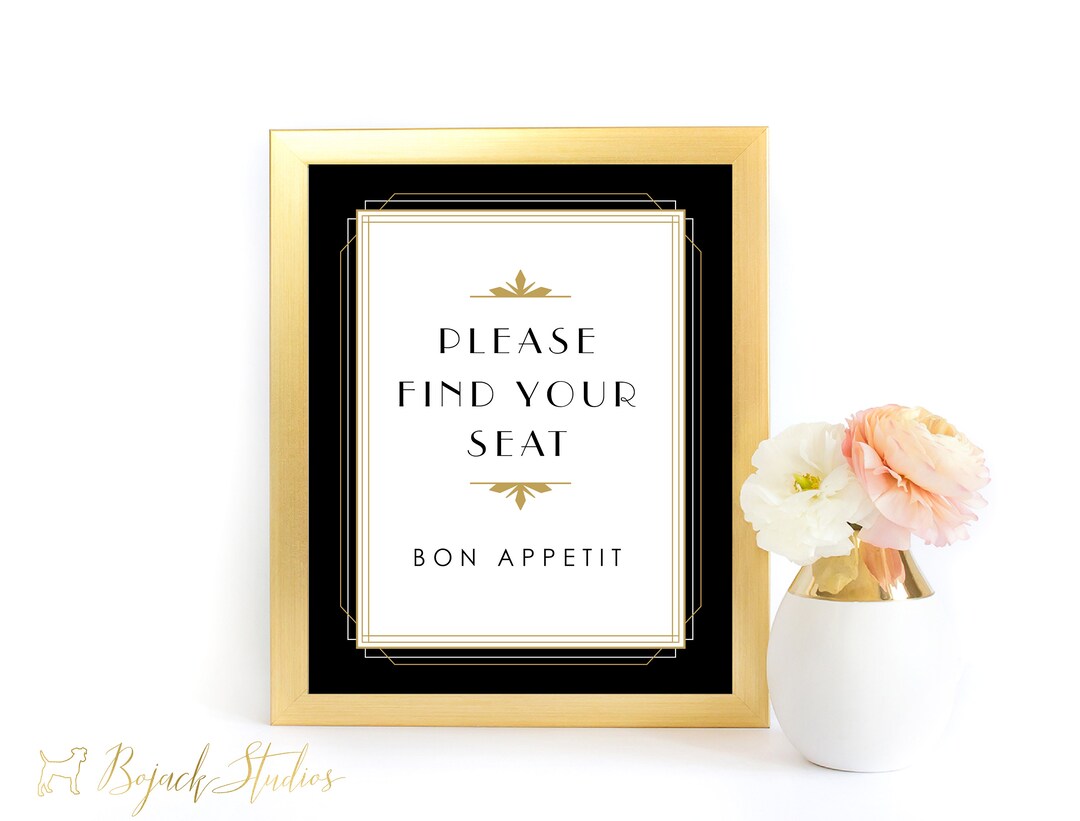 Seating Sign, Art Deco Seating, 8x10 Seating Wedding Sign, DIY Find ...