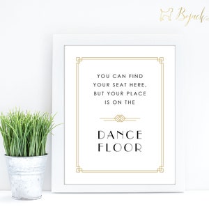 Dance Floor Sign, Art Deco Dance Floor, 8x10" Printable Wedding Sign ...