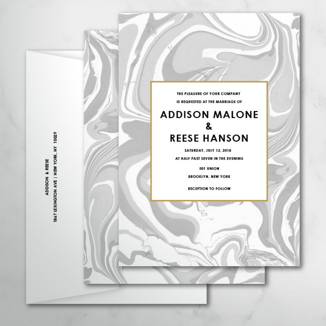 Addison Marble Wedding Invitations | Custom Wedding | Printable Wedding ...