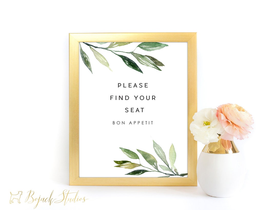 Seating Sign, Botanical Seating, 8x10 Seating Wedding Sign, DIY Find ...