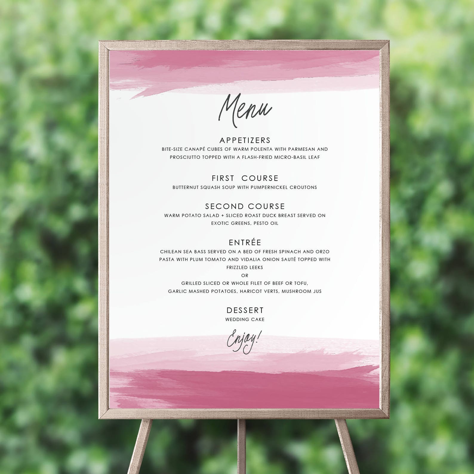 Watercolor Wedding Menu Poster Printed Menu Sign Custom - Etsy