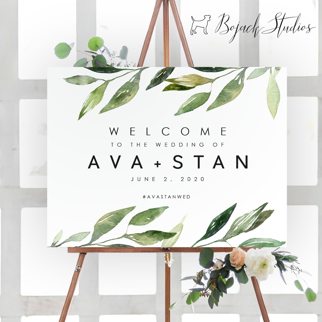 Botanical Wedding Welcome Poster, Wedding Welcome Sign, Printable ...