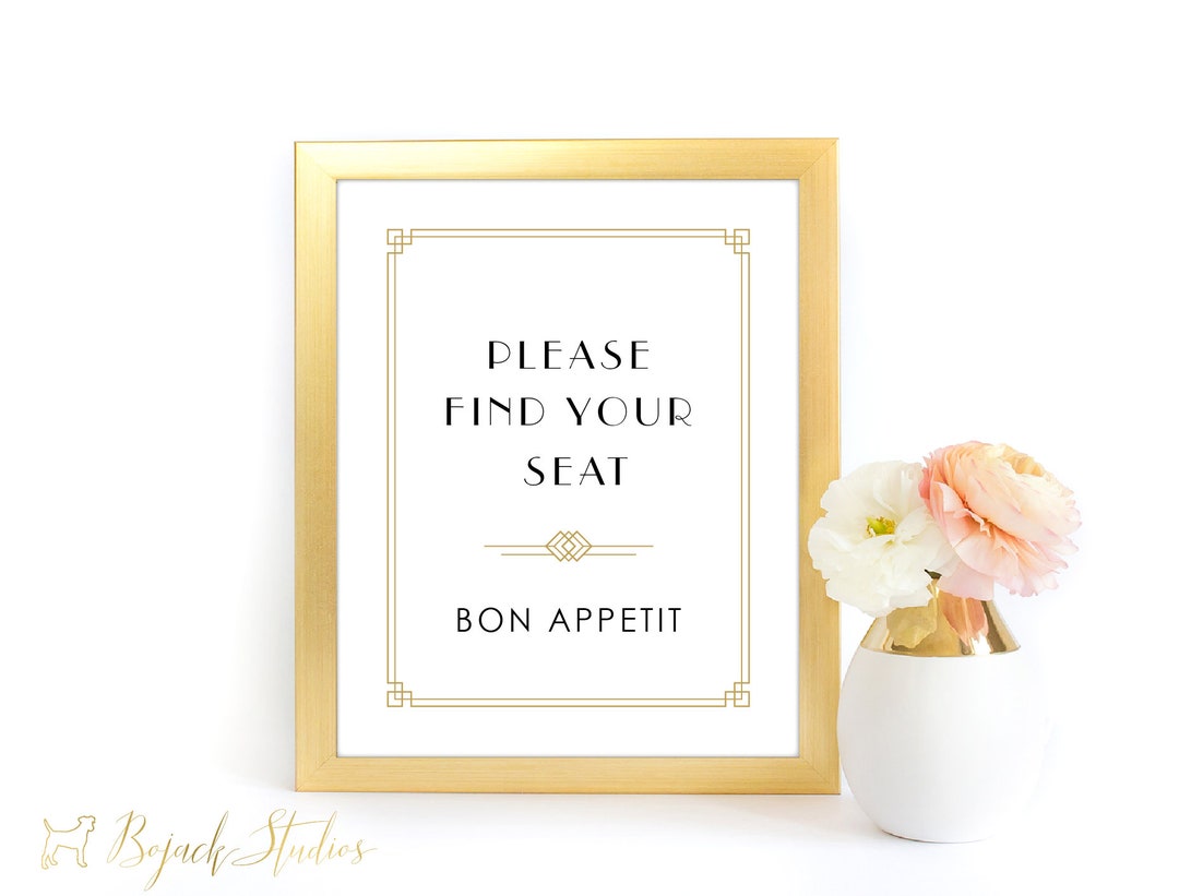 Seating Sign, Art Deco Seating, 8x10 Seating Wedding Sign, DIY Find ...