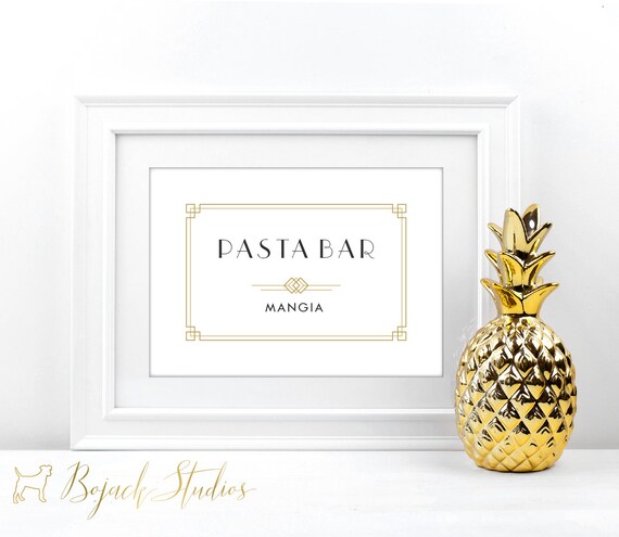 Pasta Bar Art Deco Sign 5x7 Printable Wedding Sign | Etsy