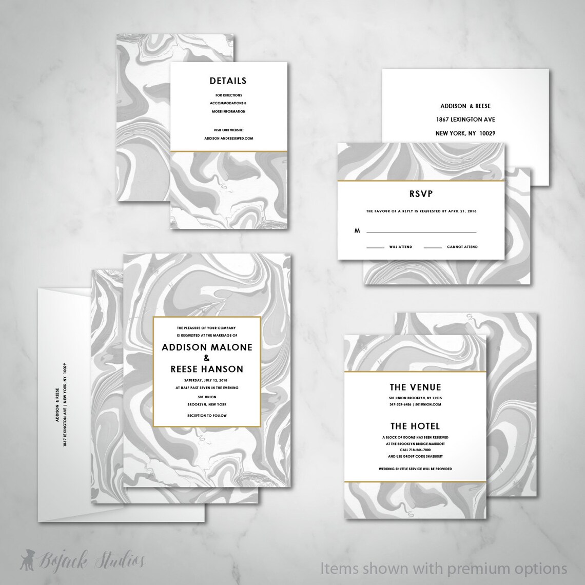 Addison Marble Wedding Invitations Custom Wedding - Etsy