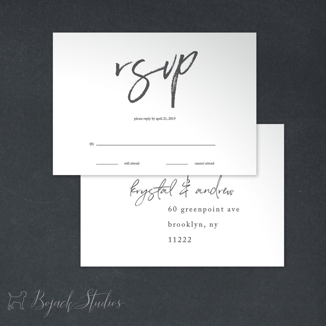 Minimal Reply Card, Digital RSVP Card, RSVP Card, Printed Reply Card ...