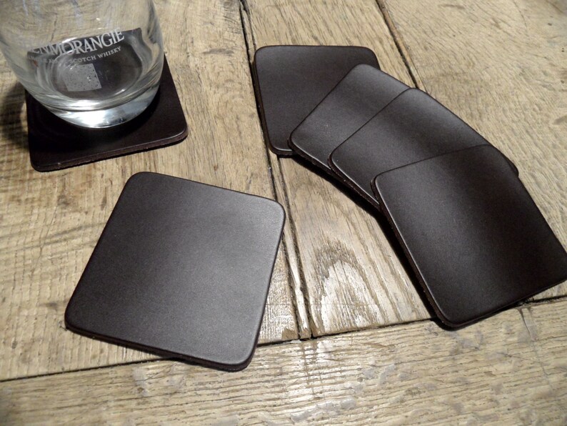 6 Coasters / Drip Mats 3mm Sleek Leather Darkbrown 95cm X - Etsy