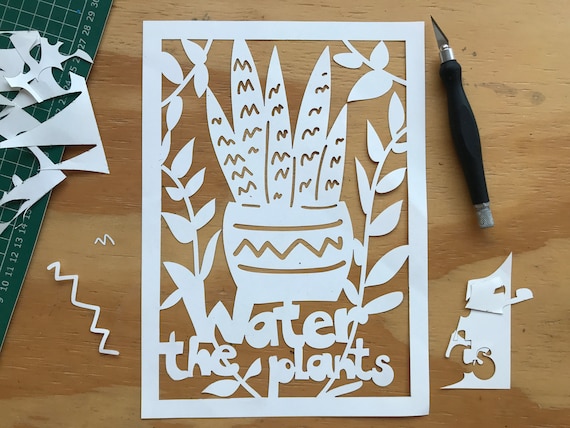 Paper Cutting Plant Template | Etsy