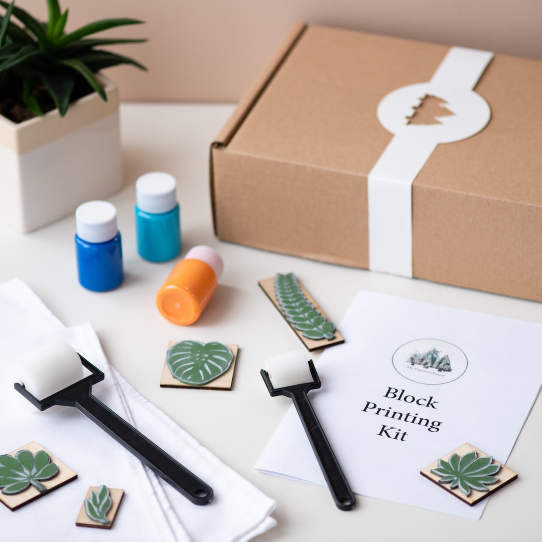 Textile Block Printing Kit Beginners Stamp DIY Craft Kit - Etsy