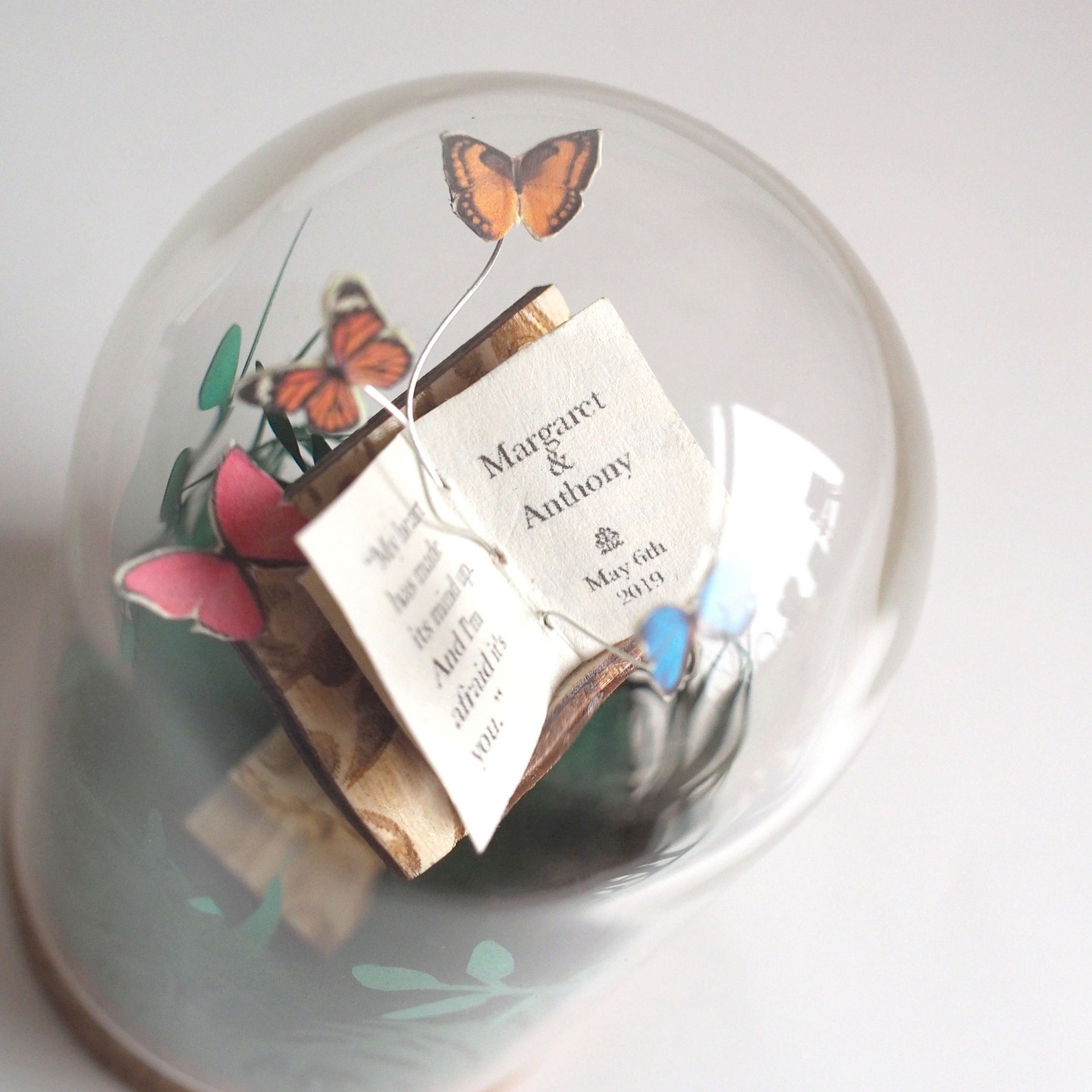 Personalised Butterfly Book on Stand Handmade Paper Sculpture - Etsy
