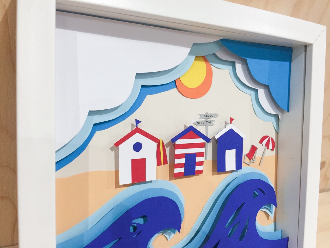 Paper cutting DIY beach pattern template paper craft DIY | Etsy