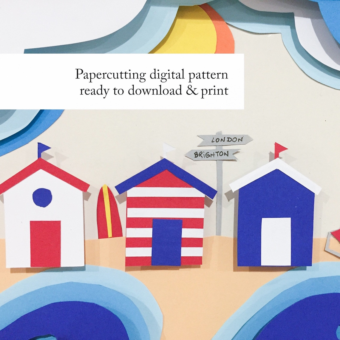 Paper Cutting DIY Beach Pattern Template Paper Craft DIY - Etsy