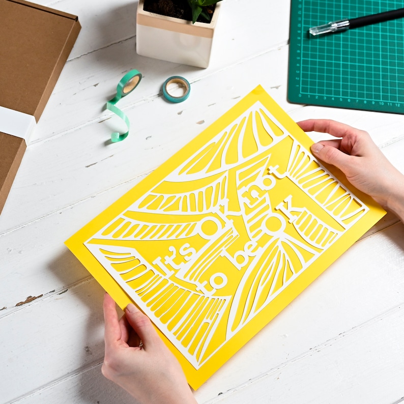 Mindful Paper Cutting Kit Positive Affirmation DIY Craft Kit | Etsy