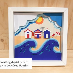 Paper cutting DIY beach pattern template paper craft DIY | Etsy