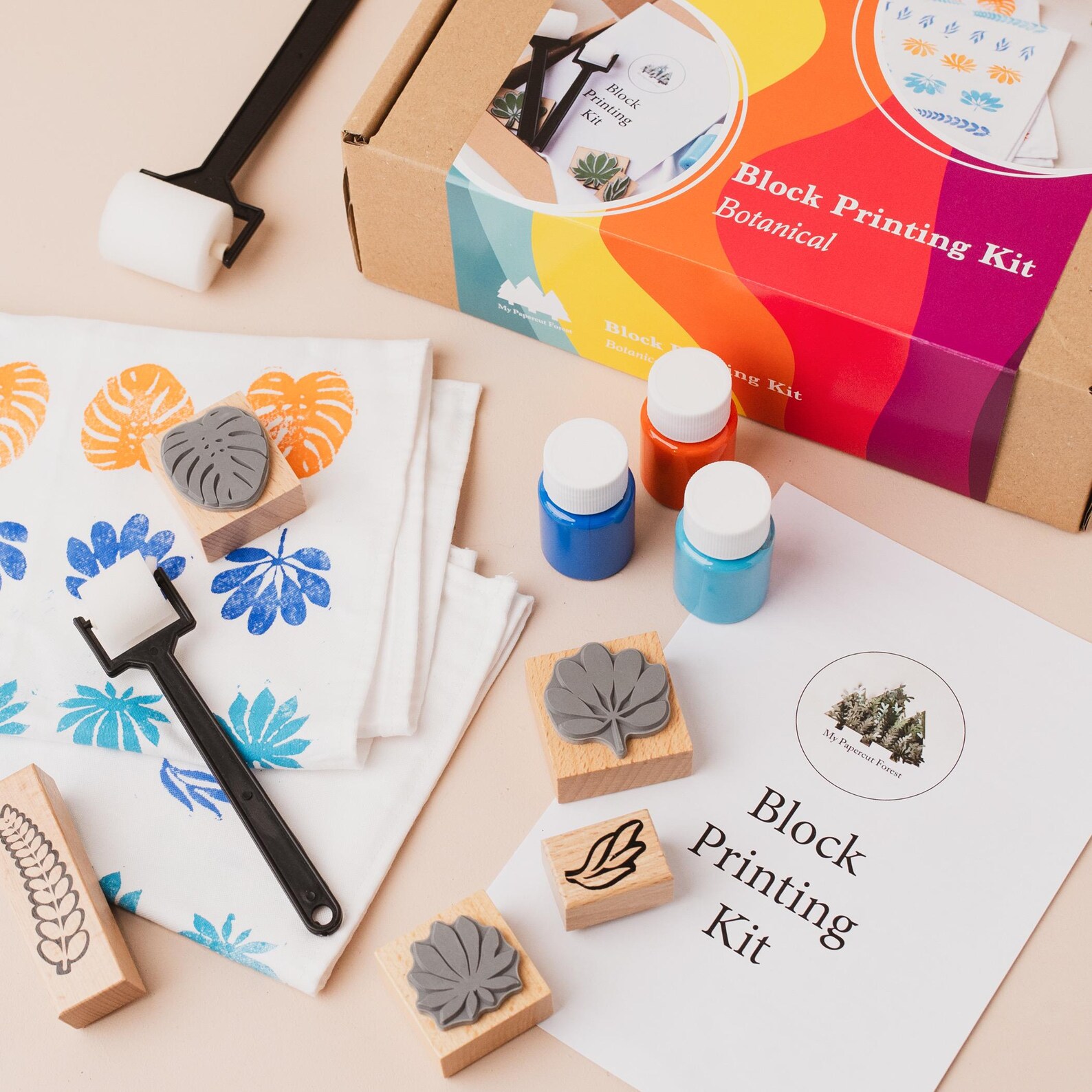 Textile Block Printing Kit, Beginners Stamp DIY Craft Kit - Etsy