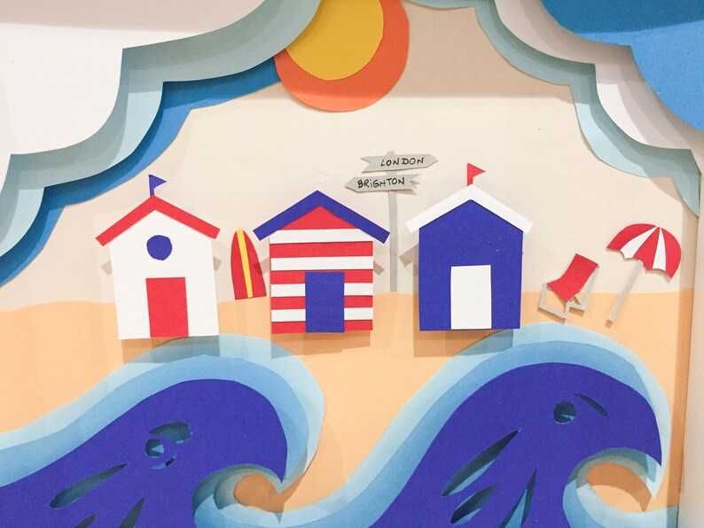 Paper cutting DIY beach pattern template paper craft DIY | Etsy