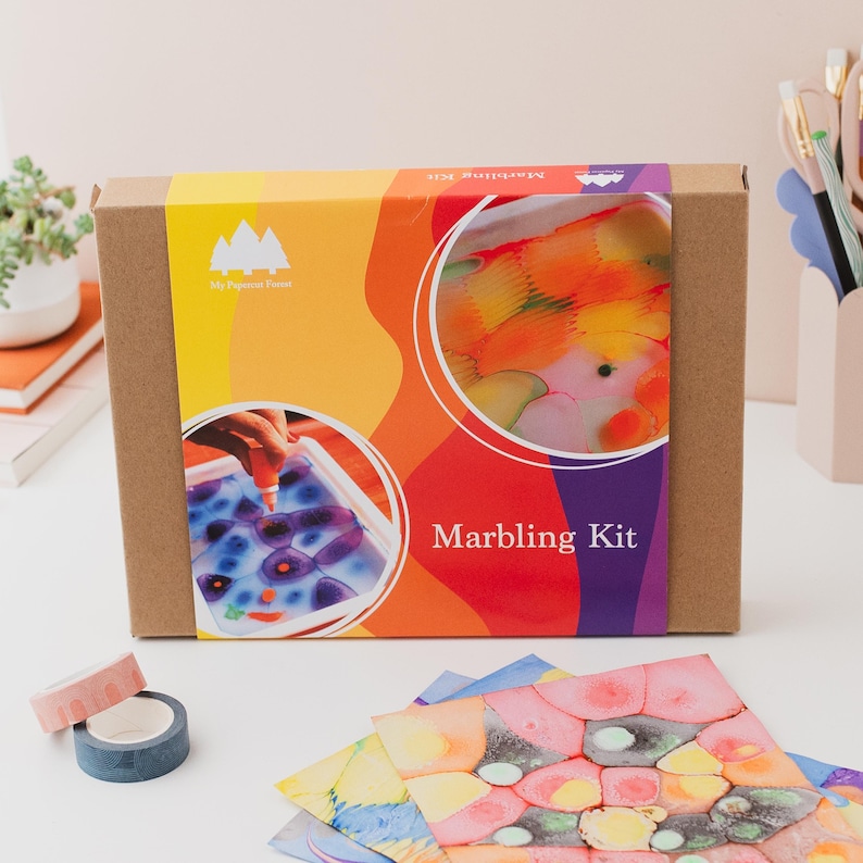 DIY Marbling Paint Art Kit: Craft Print Set - Etsy