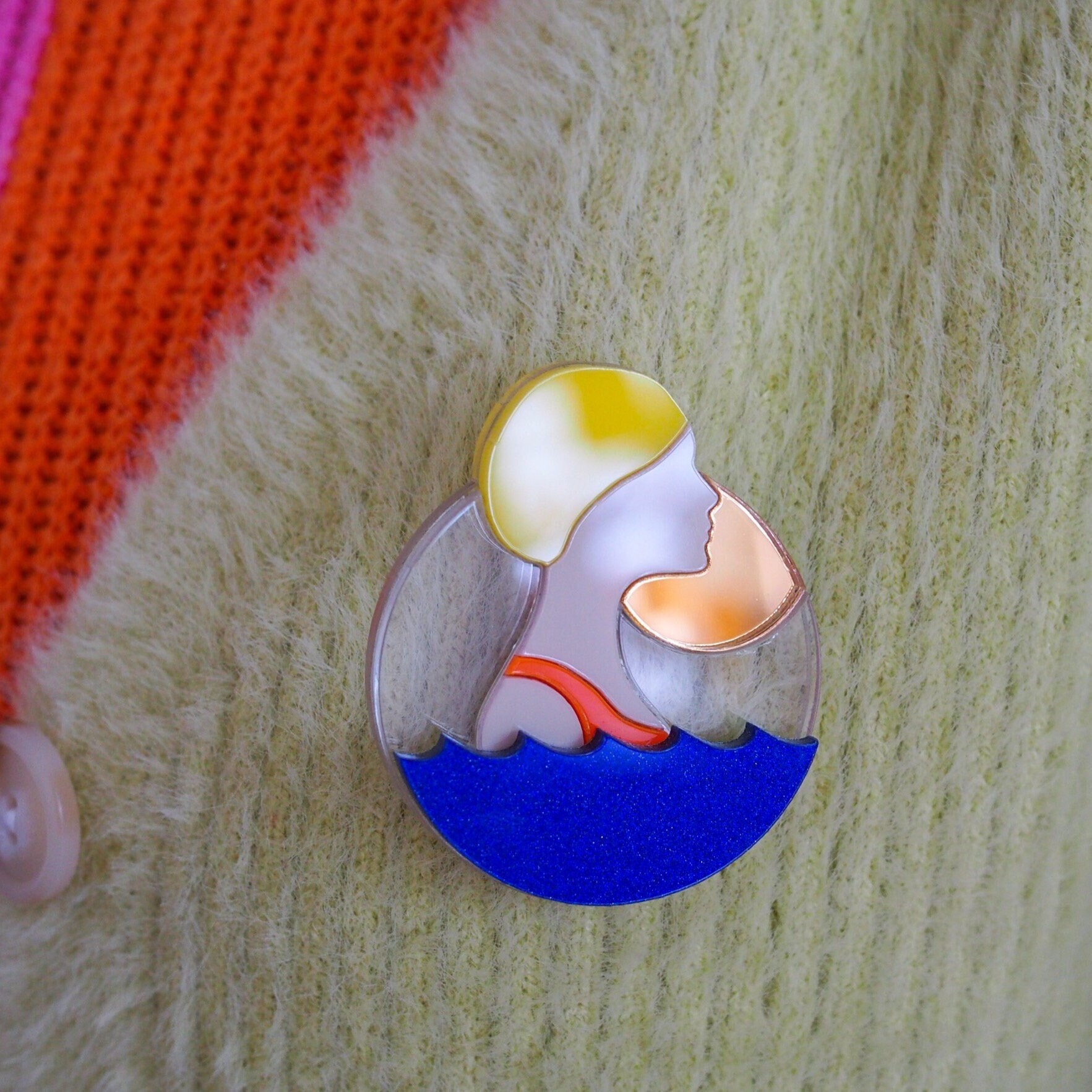 Sea Swimming Acrylic Brooch, Open Water Swimming Pin, Swimmer Badge - Etsy