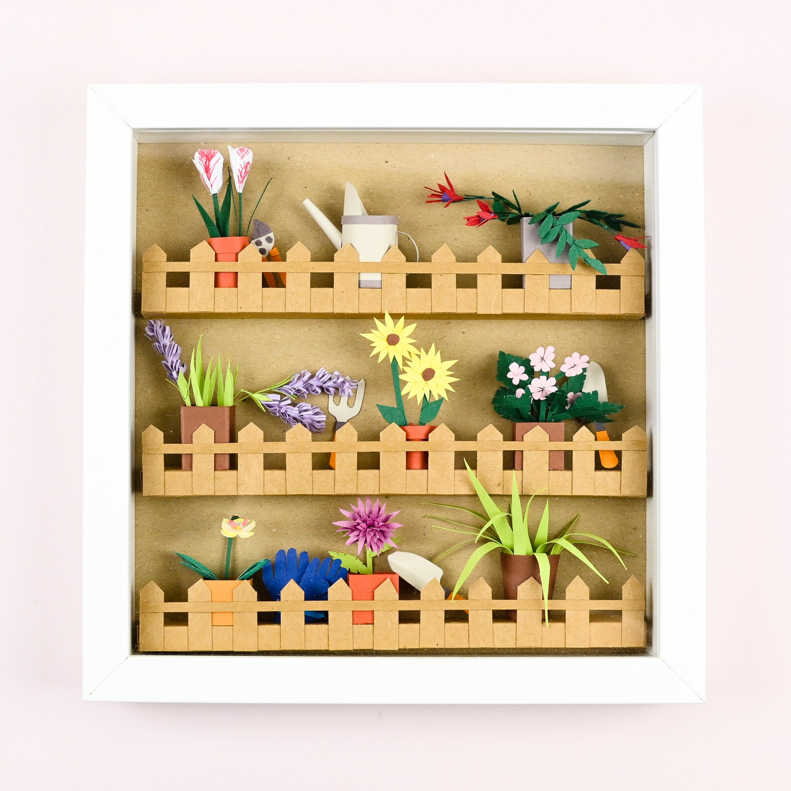 Paper flower art sculpture framed garden paper art | Etsy