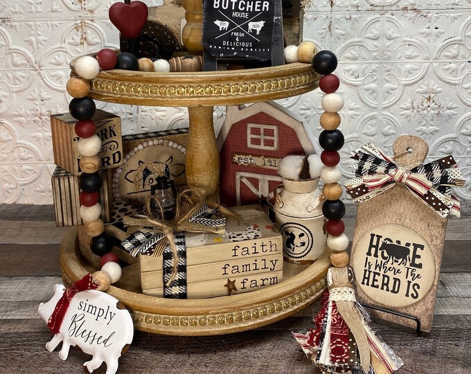 Rustic Farmhouse Tiered Tray Bundle READY TO SHIP - Etsy