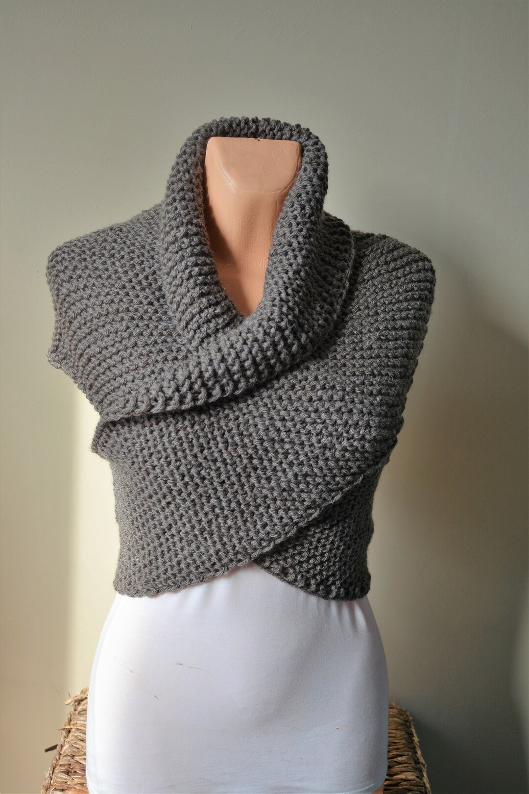 Hand Knitted Shawl, OUTLANDER Style Wool Shawl, Chunky Shoulder Wrap ...